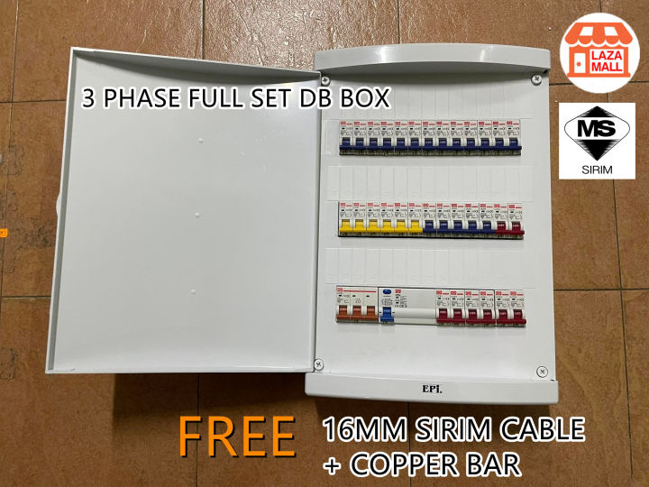 【THREE PHASE】 DB BOX FULL SET 45 WAY( FREE 16MM SIRIM WAYAR) MAIN SUIS ...