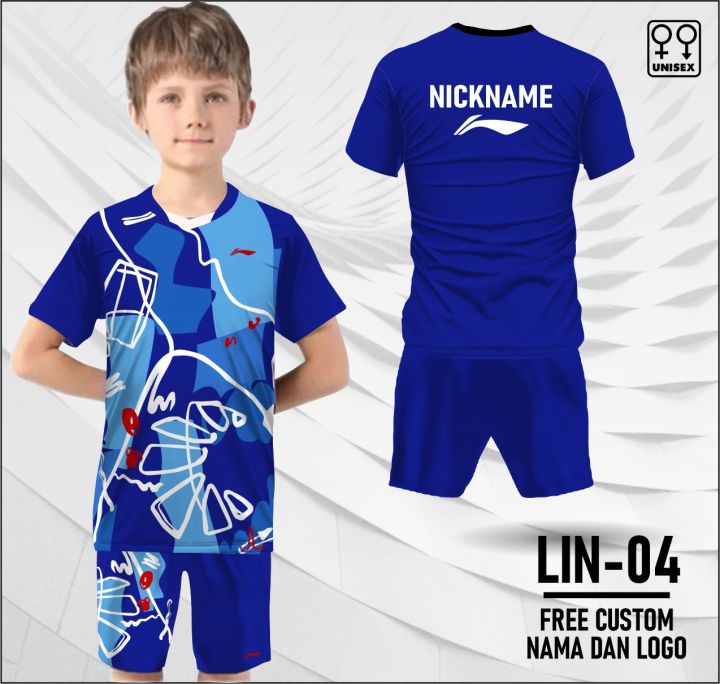 Setelan jersey anak kaos badminton lining baju bulutangkis LIN 04 ...