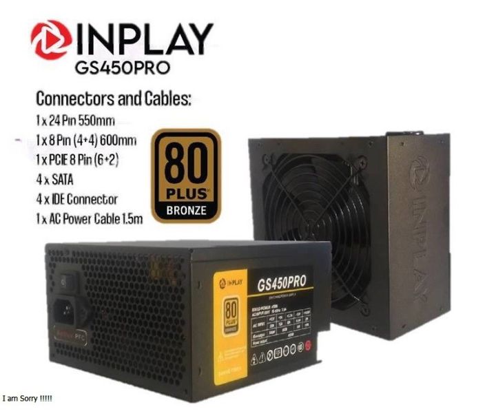 Inplay Gs450 pro 450 watts 80+ True Rated powersupply black | Lazada PH