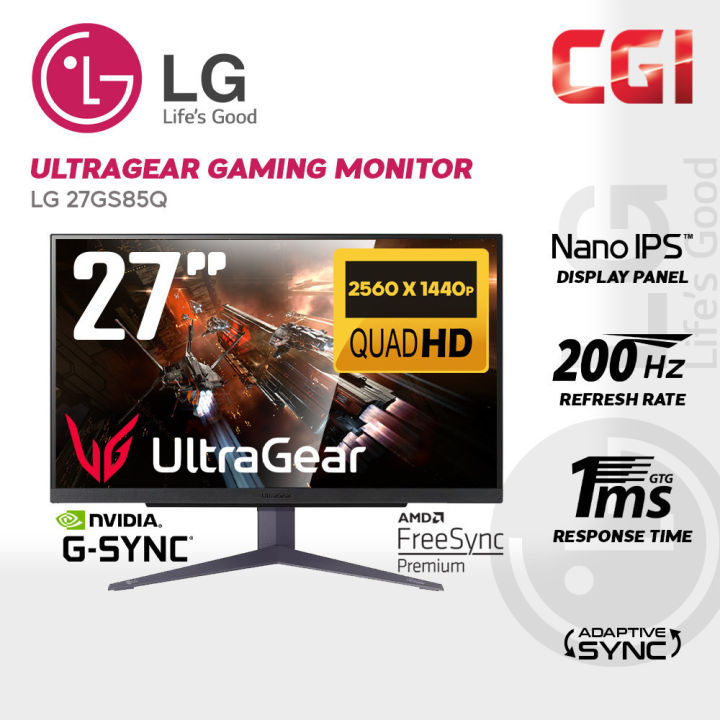 LG 27 "ultragear 27gs85q nano IPs QHD 200Hz 1Ms display hdr400 G-sync ...