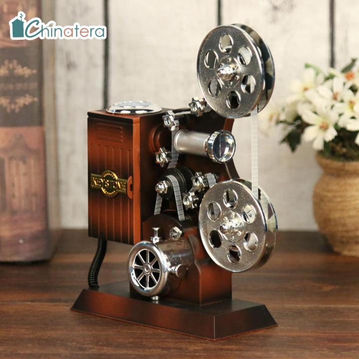 [Chinatera] Vintage Wood Metal Projector Model Music Box Antique ...