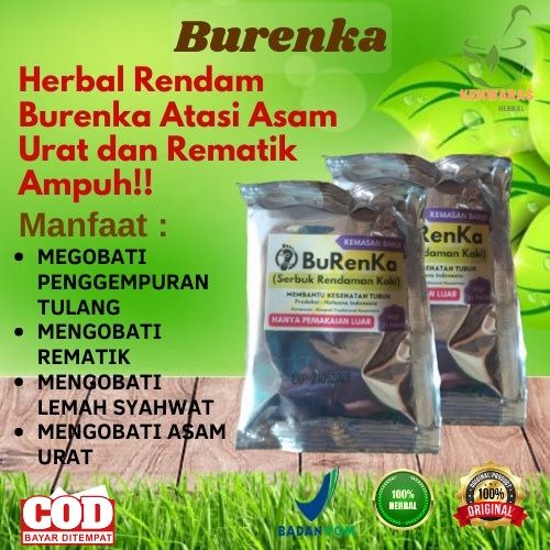 Burenka 100% ORIGINAL Obat Rematik Serbuk Rendam Kaki 40gr | Lazada ...