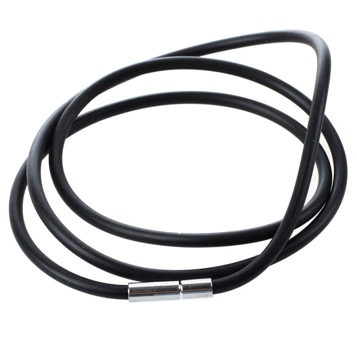 25.5 Inch 3MM Rubber Neck Cord Necklace with Stainless Steel Closure ...