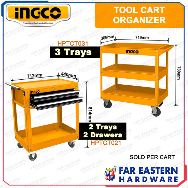 INGCO Tool Cart Organizer Storage Toolbox Drawer Trolley w/ Wheels 2 ...