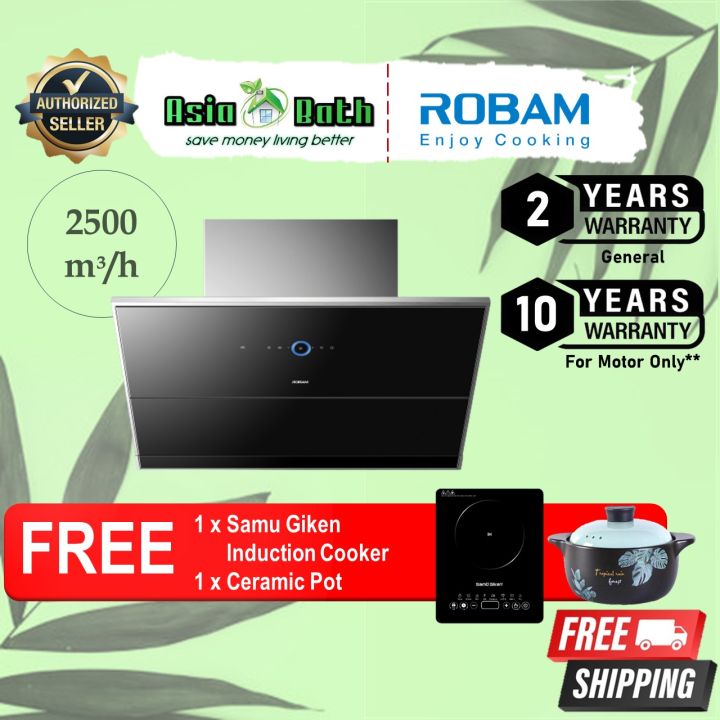 Robam A675S Side Absorption Range Hood 90cm 2500m³/h Power Suction with Ai Smart Gesture Control ...