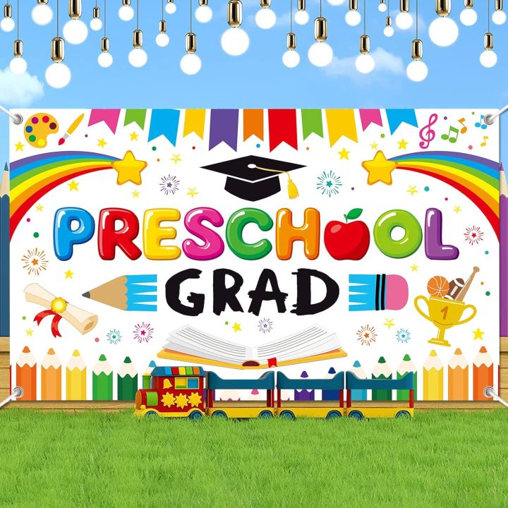 Preschool Graduation Backdrop Kindergarten Graduation Party Decorations ...