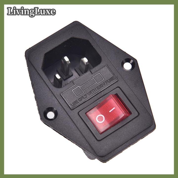 LivingLuxe NEW 3 Pin AC Inlet Male Plug Power Socket With Fuse Switch ...