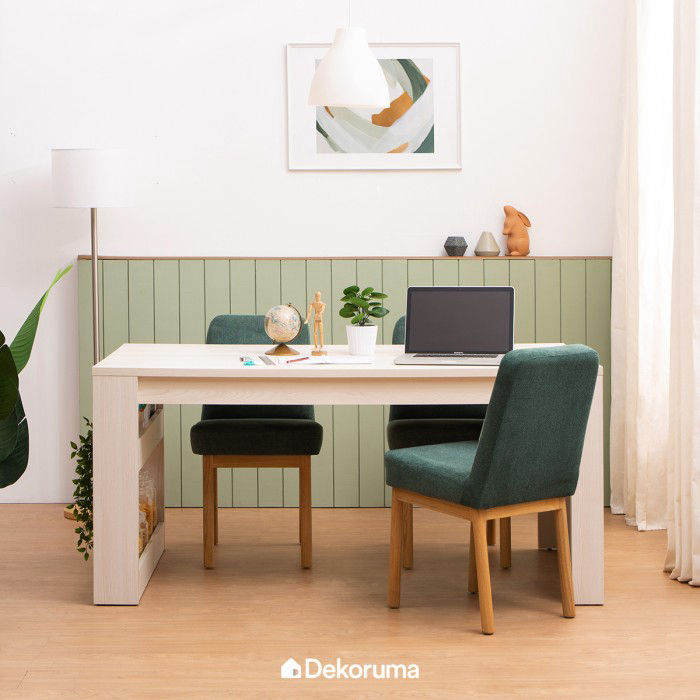 Dekoruma EIJI Meja Makan Kayu Minimalis dengan Rak | Dining Table ...