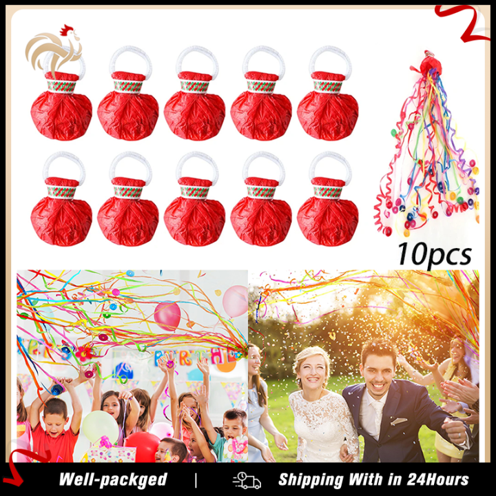 10Pack Hand Throw Confetti Poppers No Mess Streamers for Birthday Party ...