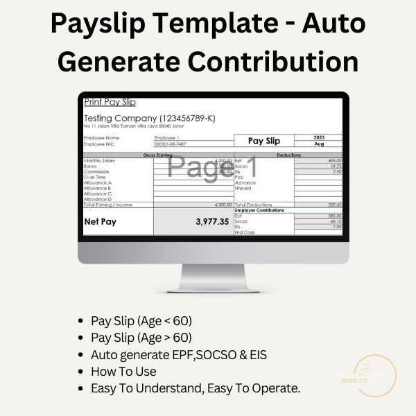 Payslip Template - Auto Generate Contribution Template | Lazada