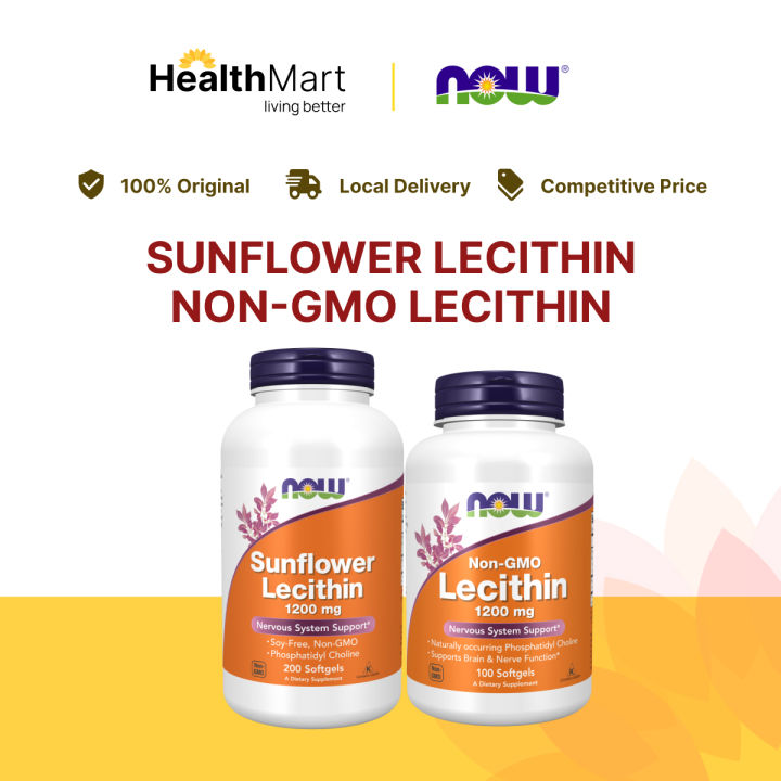 [SG] Now Foods, Sunflower Lecithin / Non-GMO Lecithin 1200mg, Softgels ...