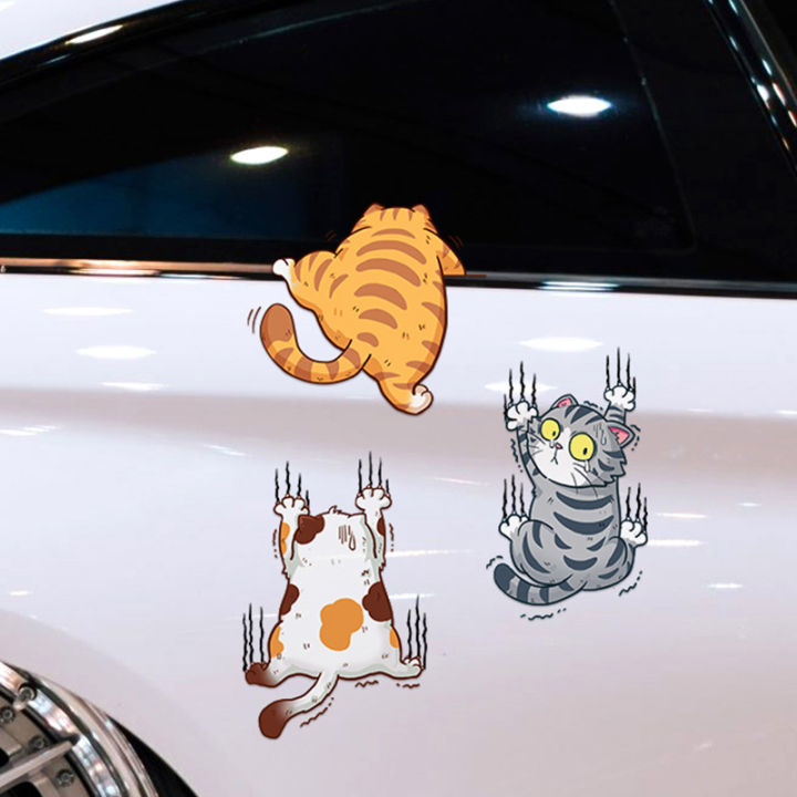 【YIDEA HONGKONG】Scratch Cat Vinyl Car Sticker, Three Cats Scratch Cover ...