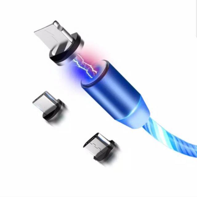 Kabel Magnetic LED Usb 3 in 1 Type C / Micro TypeC Android / Lightning 5G 6G 7G 8G | Lazada ...