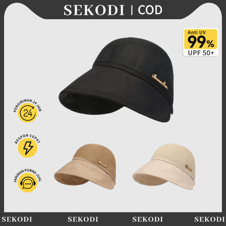 Topi Matahari Wanita Impor Versi Korea, Desain Topi Jerami Pantai, Topi ...