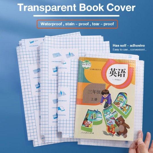 10 sheets Self-adhesive Book Wrapper transparent self-adhesive ...