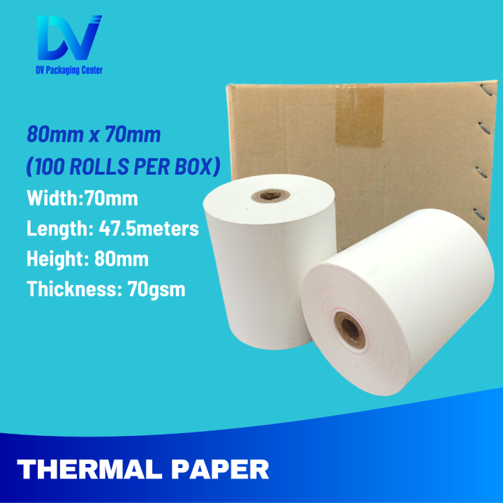 Thermal Paper 80mm x 70mm (50 Rolls per Box) | Lazada PH