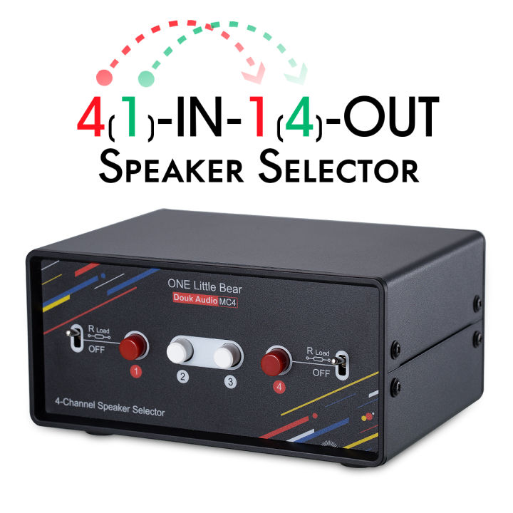 Douk Audio 4-Channel Speaker Selector Switch Box Stereo Hub Distributor ...