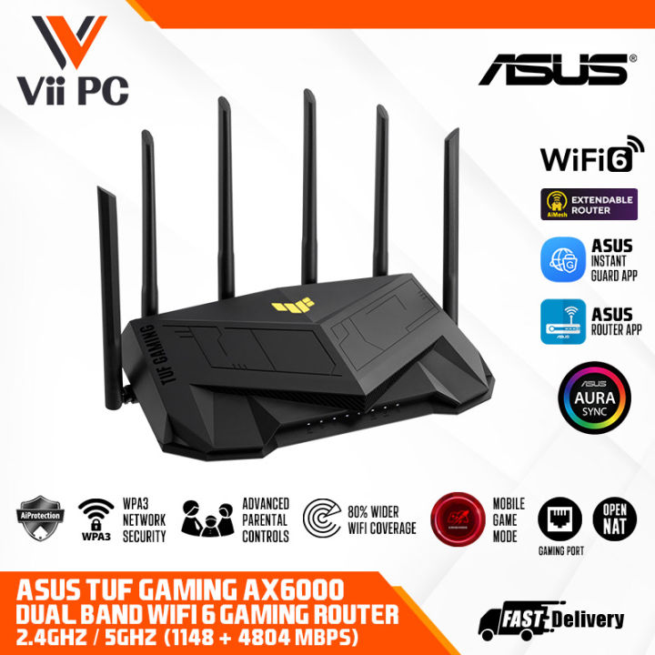 ASUS TUF Gaming AX6000 Dual Band WiFi 6 Extendable Gaming Router, Dual ...