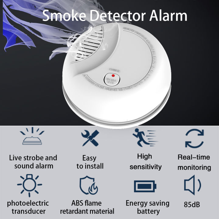 DAYTECH Fire Smoke Detector Batteries Powered Standalone Photoelectric ...