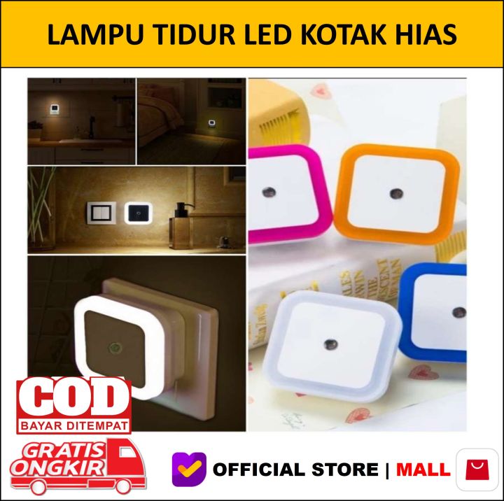 Lampu Tidur LED Kotak Lampu Dekorasi Ruangan Sensor Cahaya Night Light ...