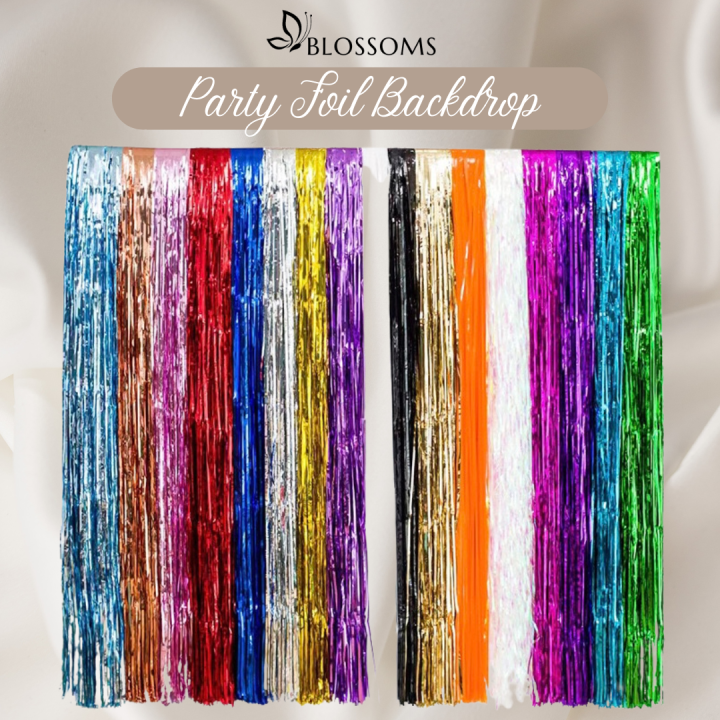 1M x 2M Tirai Kerajang Latar Belakang Dekorasi /Rain Foil Party ...