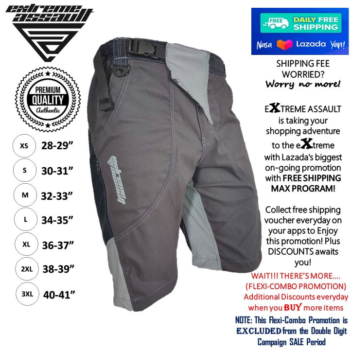 Extreme Assault Ignite Pro 4 MTB Shorts Lead Gray/Black | Lazada PH