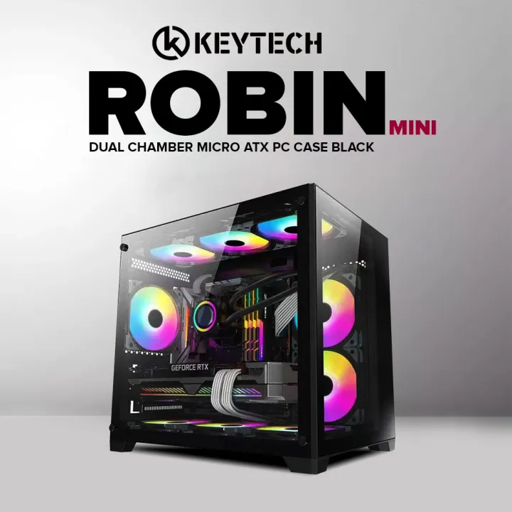 EasyPC | Keytech Robin Mini Dual Chamber Micro ATX PC Case Black or ...