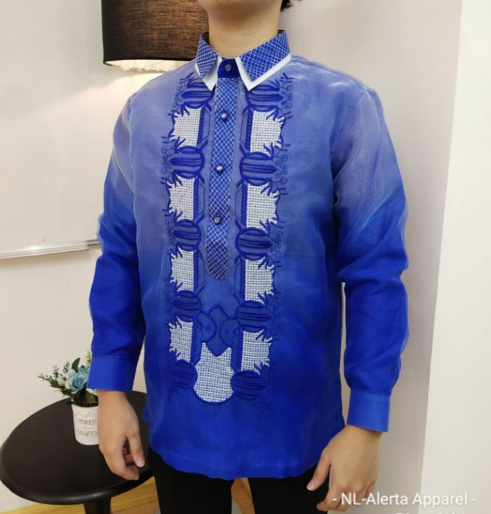 MEN'S TAGALOG PURE EMBROIDERED BARONG DOUBLE COLLAR FOR MEN | Lazada PH