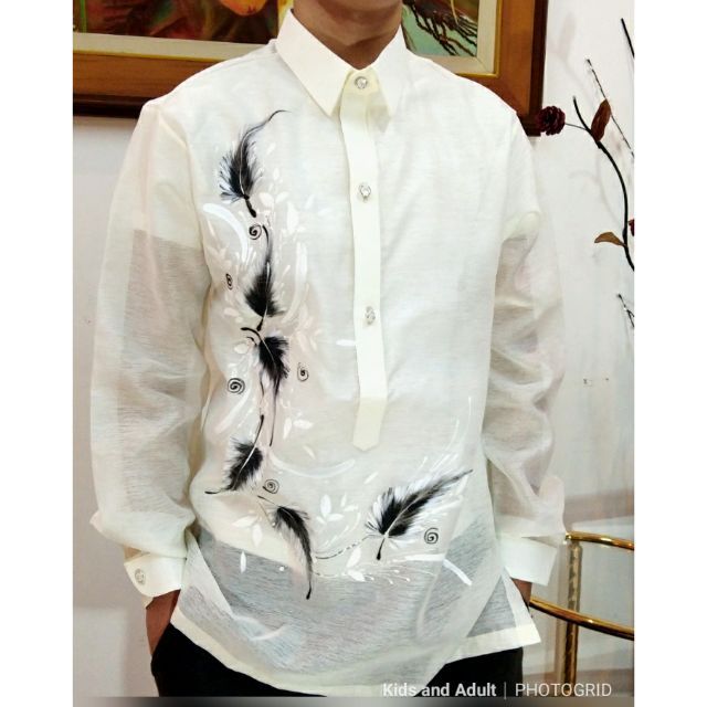 MODERN BARONG BARONG TAGALOG HAND PAINTED FOR MEN JUSI CLOTH | Lazada PH