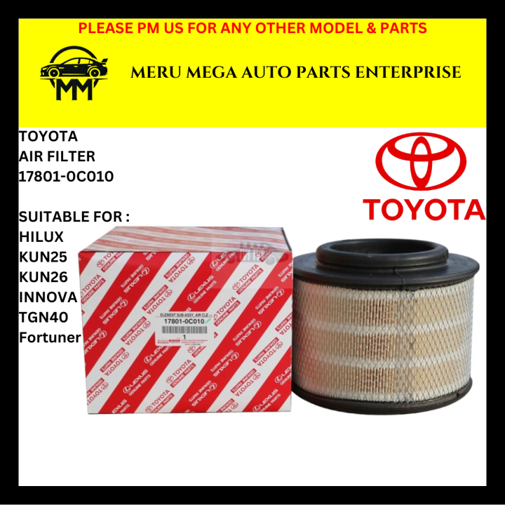 TOYOTA AIR FILTER 17801-0C010 HILUX KUN25 KUN26 INNOVA TGN40 FORTUNER ...