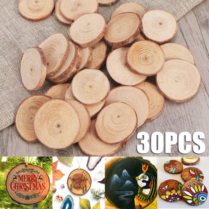 Idealhere 30pcs New Wood Log Slices Pine Round Slices Wedding ...