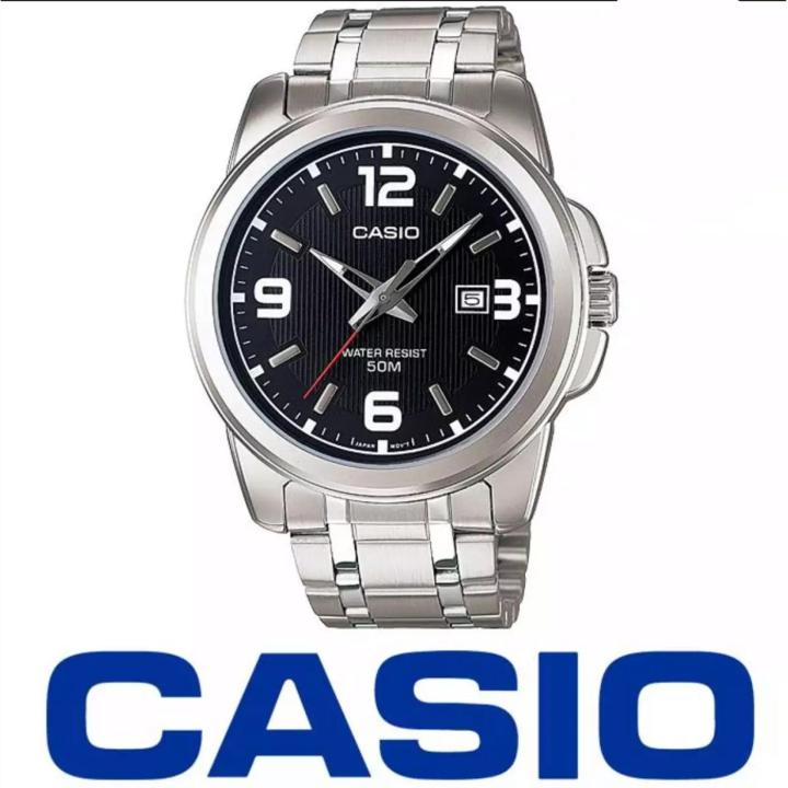 ST200/CASIO STANDARD นาฬิกาผู้ชายสายสแตนเลสหน้าปัดสีดำรุ่น MTP-1314D ...