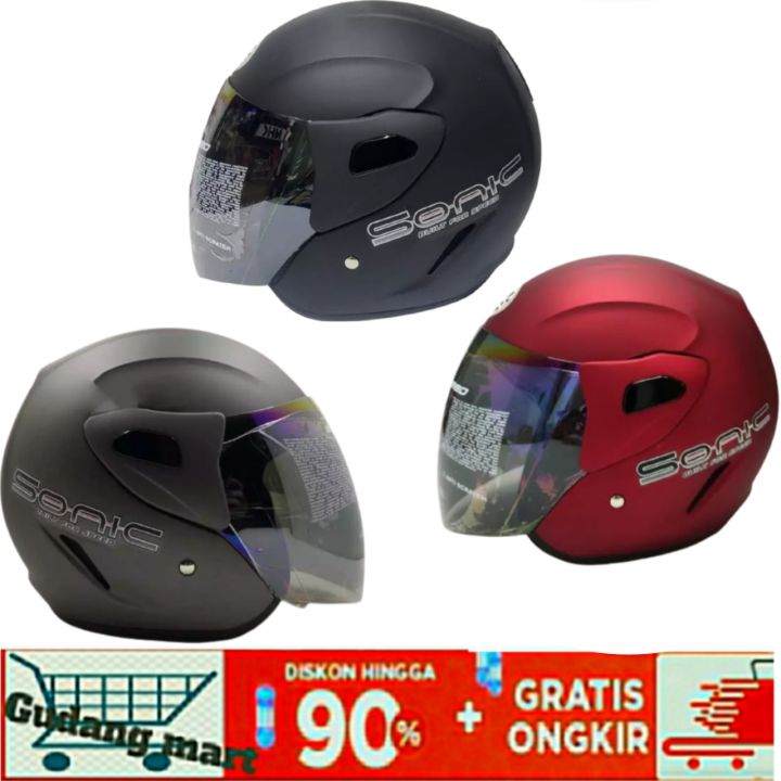 Helm MAZ Original Sonic Hitam Dof Visor iridium Pelangi | Lazada Indonesia