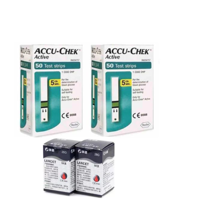 Accu-Chek Active Blood Glucose Test Strips 100s FREE 100s Lancets Accu ...