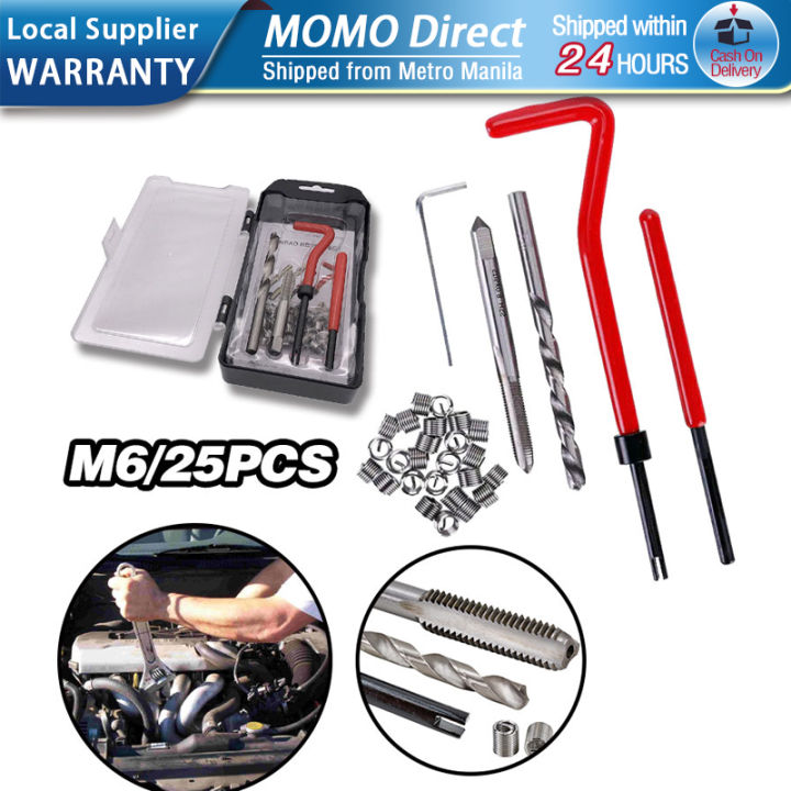 25PCS M6 Thread Repair Insert Kit Metric Thread Repair Kit Carbon Steel ...