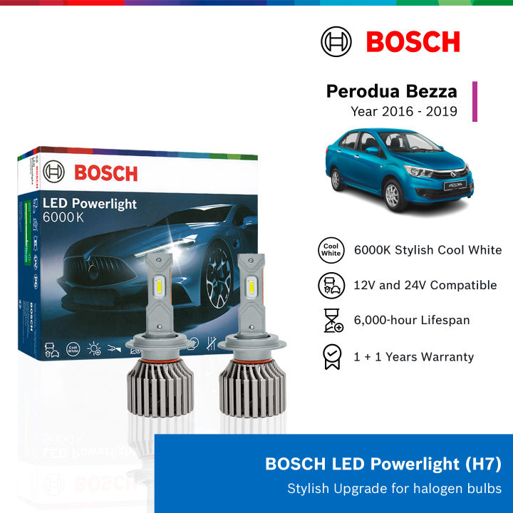 Bosch LED Powerlight Retrofit 6000K Perodua Bezza (2016 - 2019) H7 Car ...