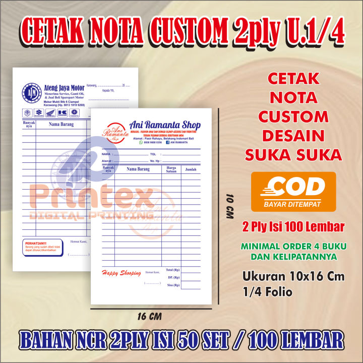 Promo Cetak Nota Custom Pake Nama Toko Sendiri 2ply Isi 100 Lembar ...