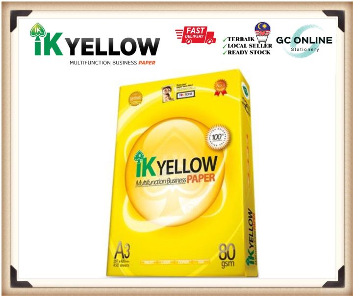 IK Yellow A3 Paper 450 Sheets 80Gsm / Kertas Photostat / Kertas Putih ...