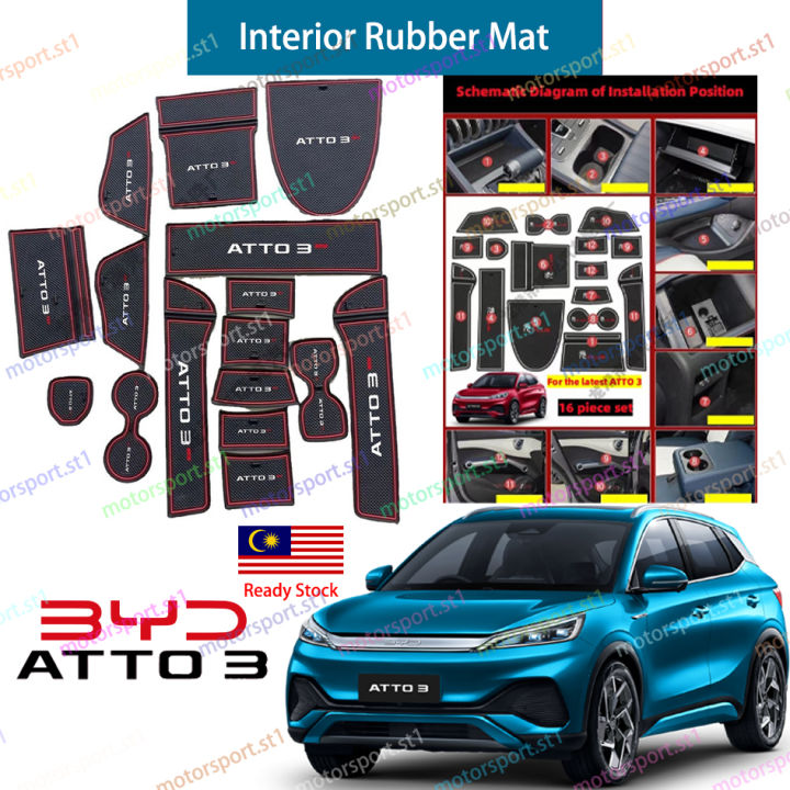 [READY STOCK]BYD Atto3 2023 Interior Slot Rubber Mat Anti-slip Mat ...