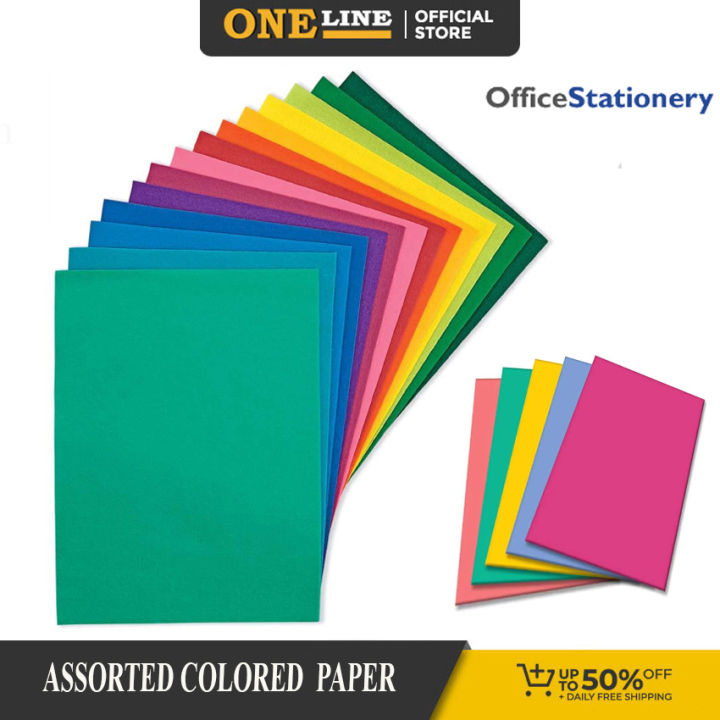 ONELINE Assorted Colored Paper 10/20 Sheet Long | Lazada PH