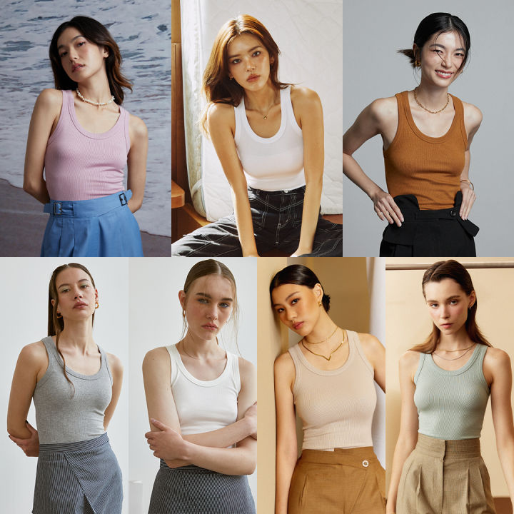 maison KEEPS | Wavy Basic Tank เสื้อกล้ามเบสิค เสื้อกล้ามผ้าริบ | Lazada.co.th