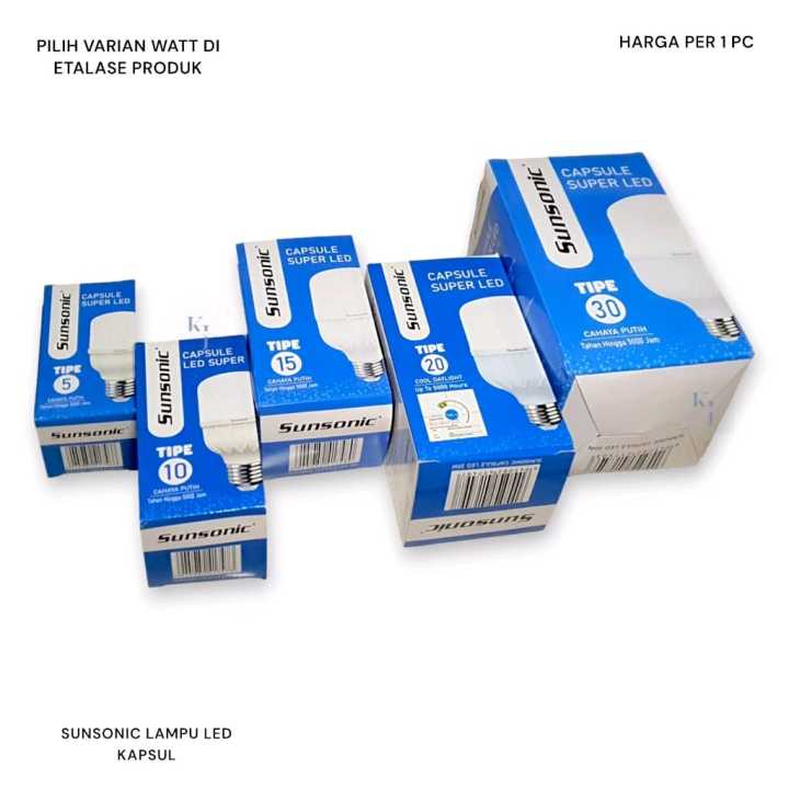 Bohlam Lampu LED Capsule Kapsul Tabung 5 Watt 10 Watt 15 Watt 20 Watt 30 Watt Putih | Lazada ...