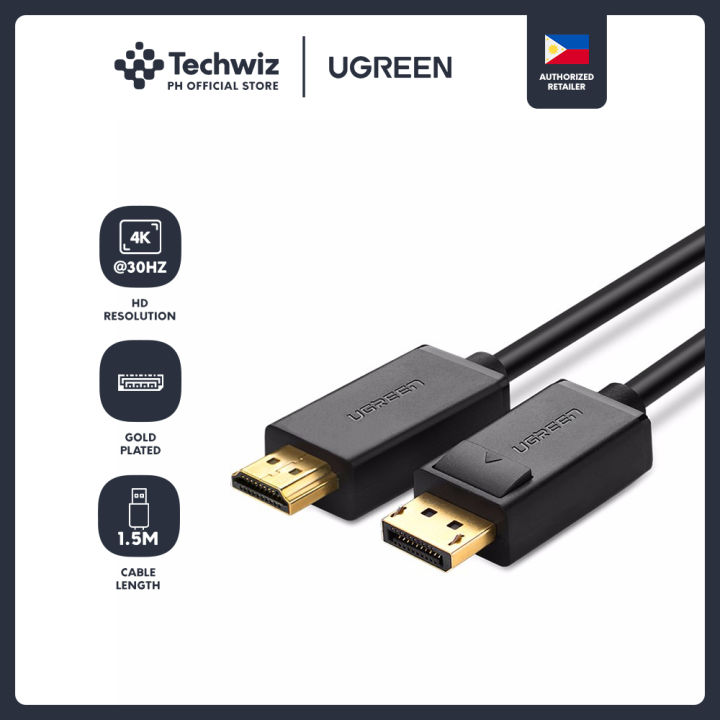 [Techwiz] UGREEN 4K DP DisplayPort (Source) HDMI (Display) Cable - PH | Lazada PH