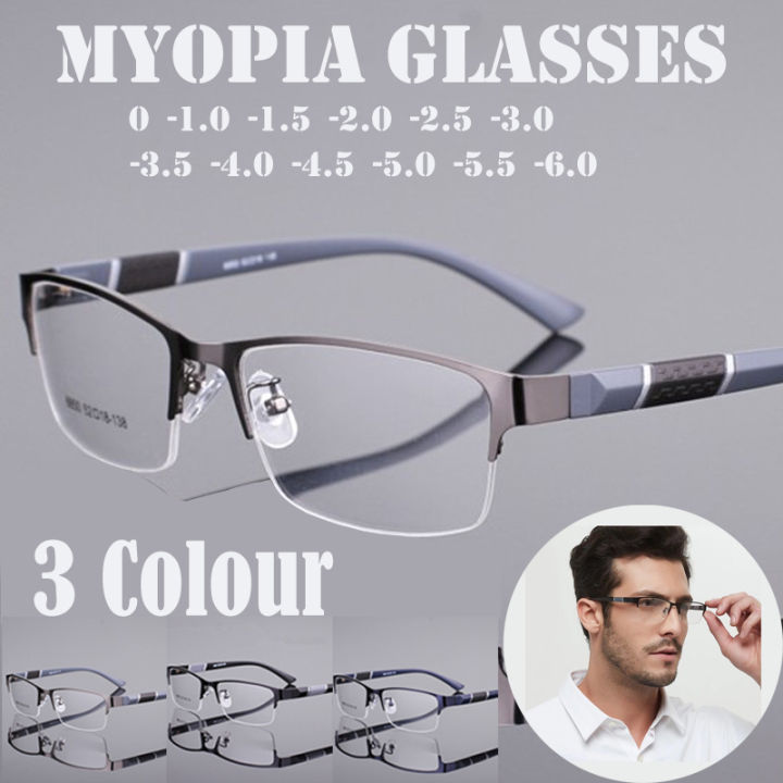 Myopia Glasses Men Women High Quality Half-frame Diopter Glasses ...