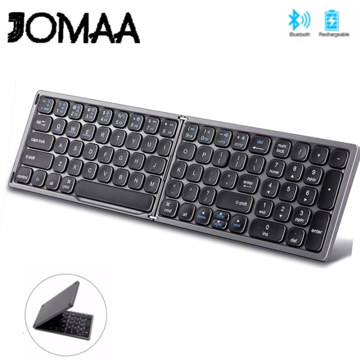 Jomaa Bluetooth Foldable Keyboard With Numeric Keypad Full Size Portable Rechargeable Wireless