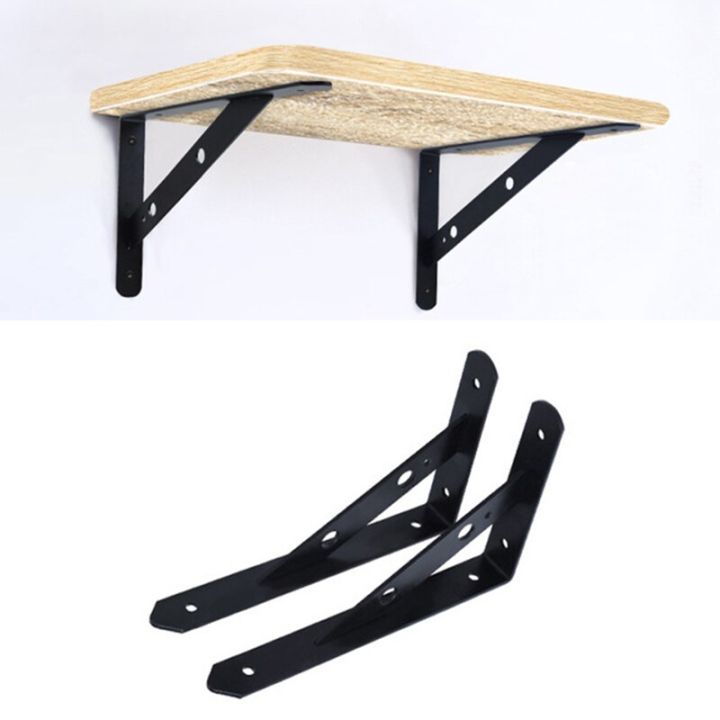 BRACKET002- 1Pair/2Pcs 6-inch Angle Bracket Wall Black Triangle Folding ...