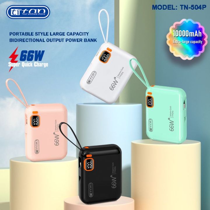 Original Titan TN-504P Candy Color 66W Super Fast Charging 10,000 Power ...