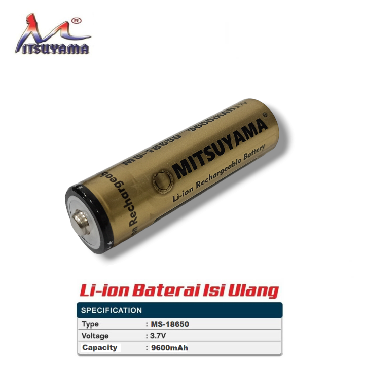 Baterai Li-ion 18650 Isi Ulang 9600mAh Mitsuyama MS-18650 | Lazada Indonesia