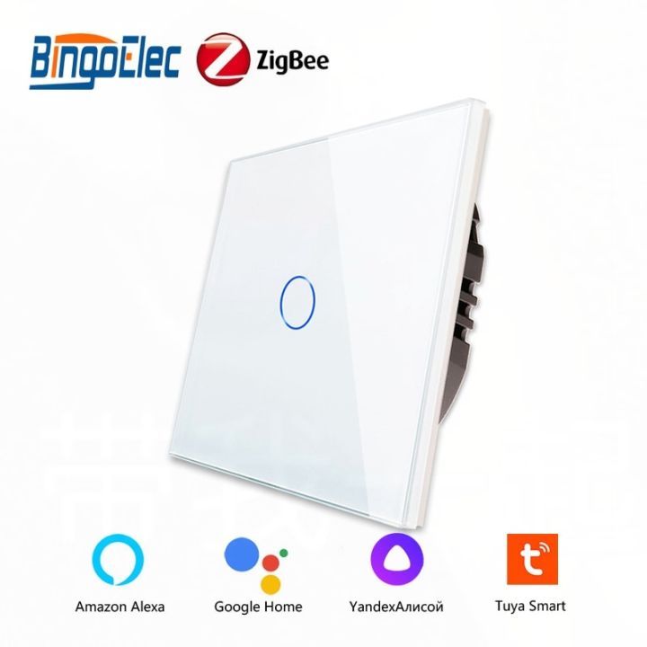 【hot】 zigbee switch Tuya Wall Touch Switches 1/2/3 Gang 1 Glass Panel ...