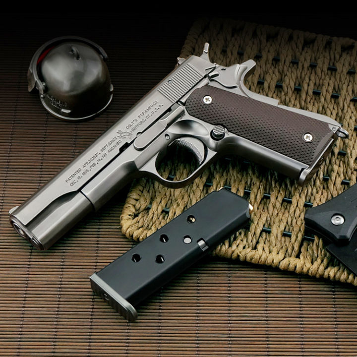Alloy 1:2.05 shell-throwing Colt M1911 large gun model metal simulation ...